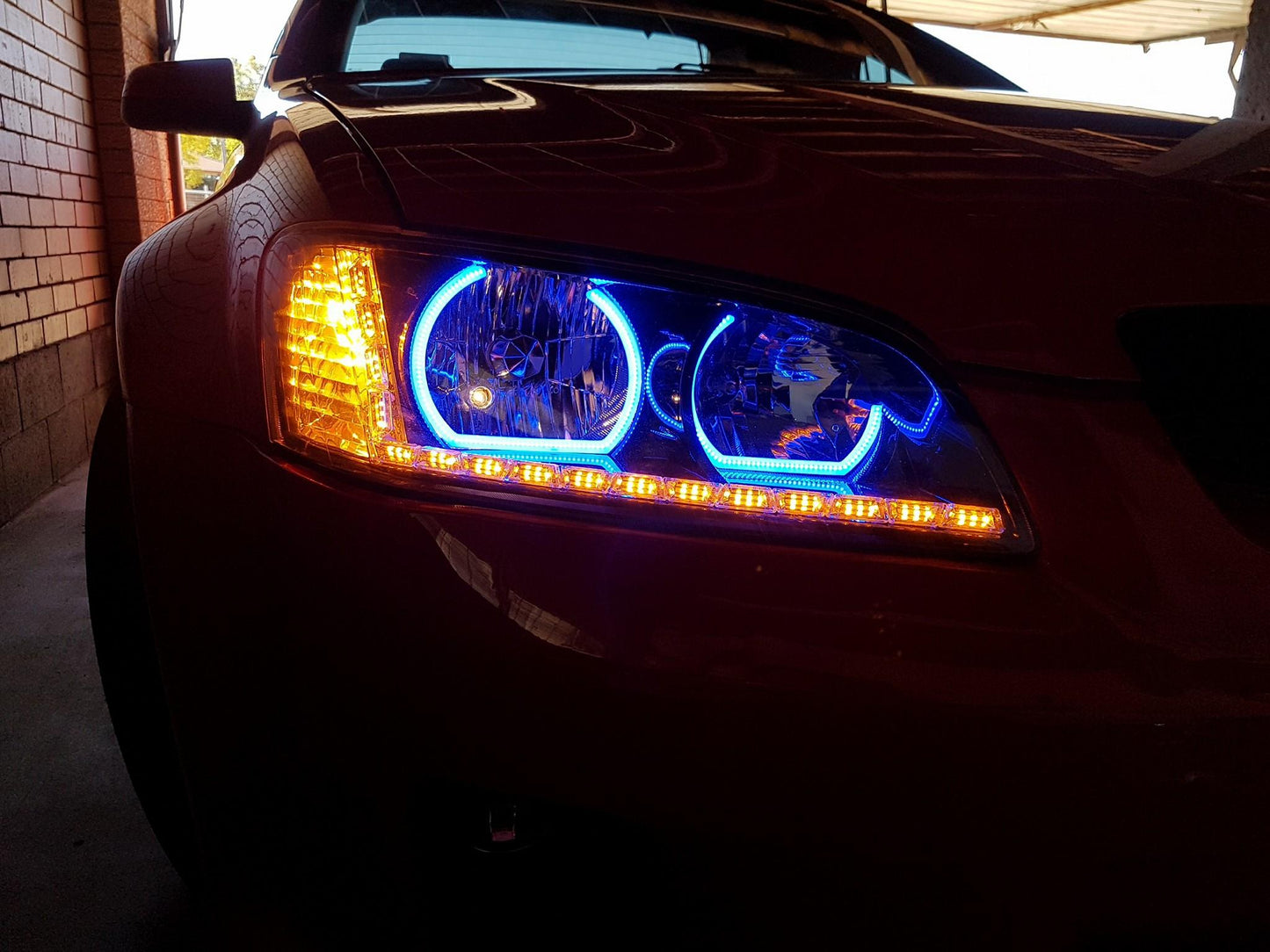 Holden VE Commodore S1 SS SV6 Headlights w/ Multicolored RGB Halo Rings ...