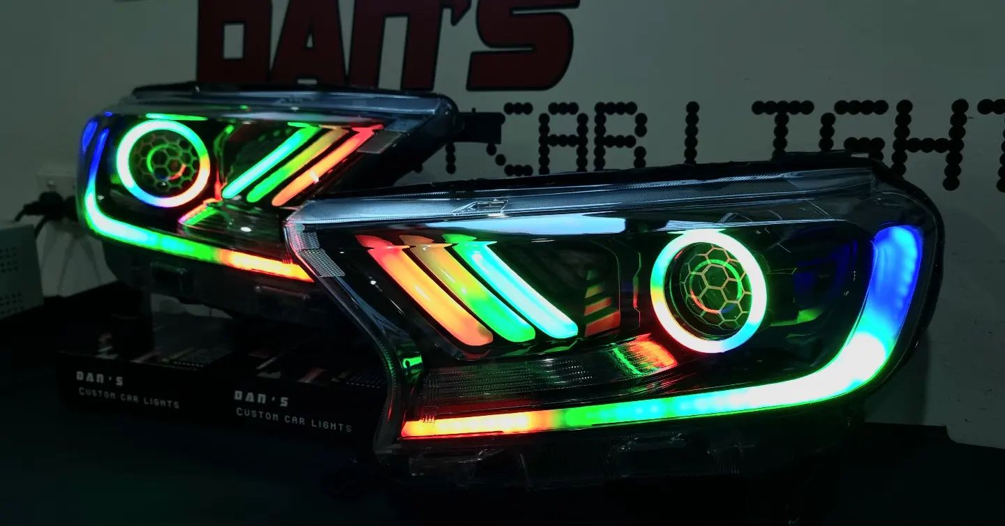 Ford Ranger PX2/PX3/Wildtrak Mustang Style Projector Headlights w/ RGB ...