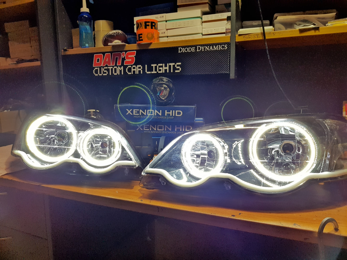 Ford Falcon BA/BF XR6/XR8 Headlights with Swithcback White/Amber Halo ...