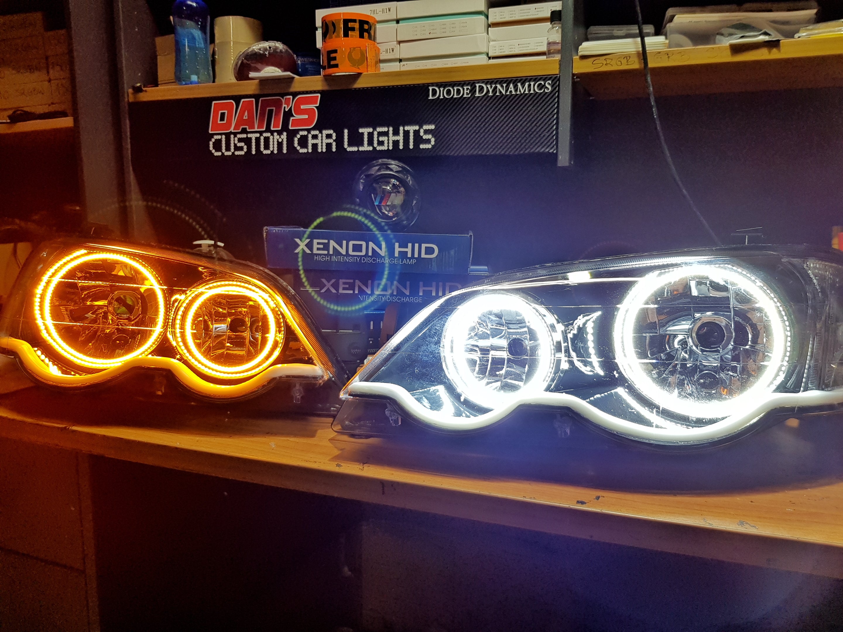 Ford Falcon BA/BF XR6/XR8 Headlights with Swithcback White/Amber Halo ...