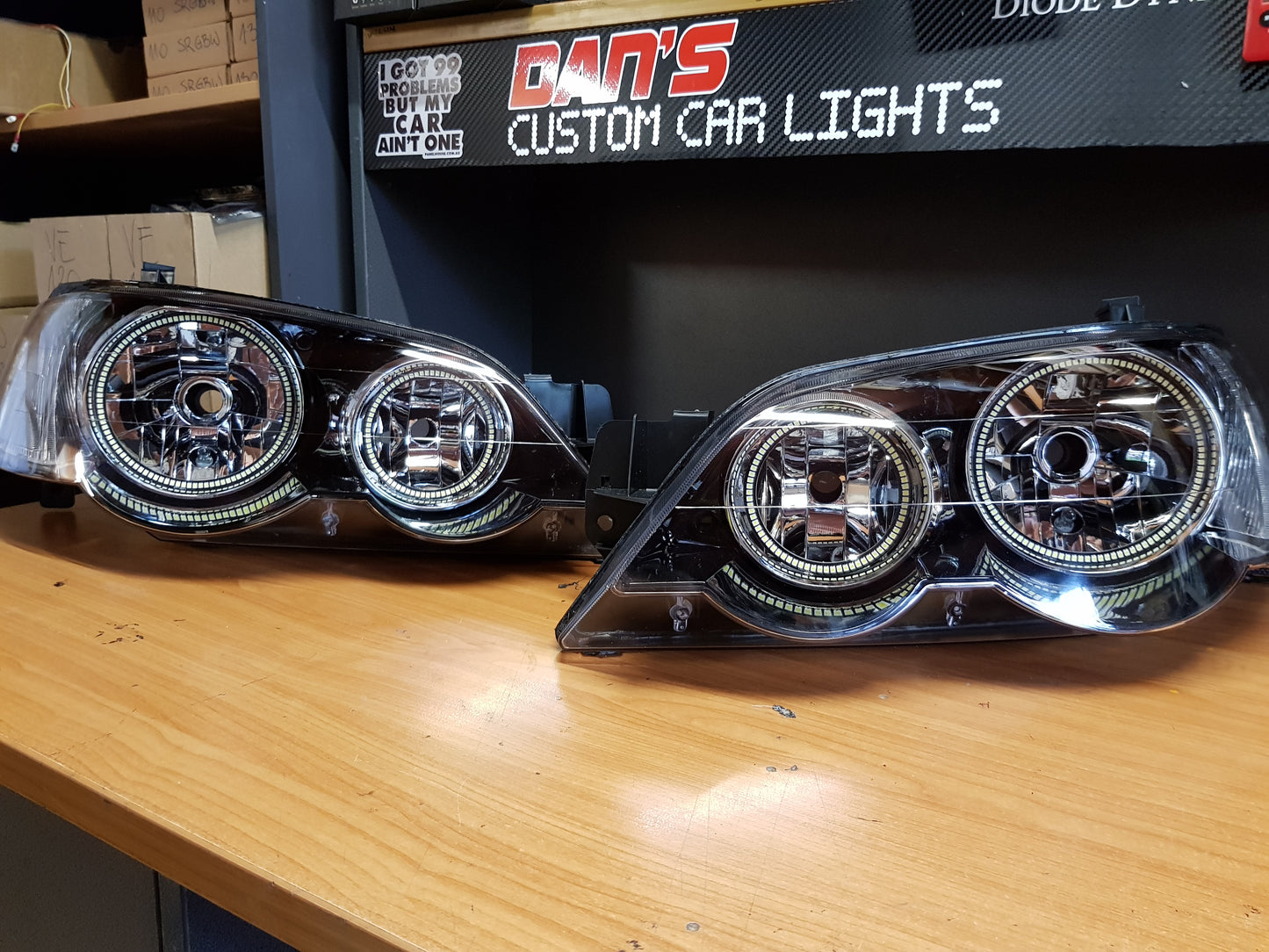 Ford Falcon BA/BF XR6/XR8 Headlights with White Halo Rings and DRL ...