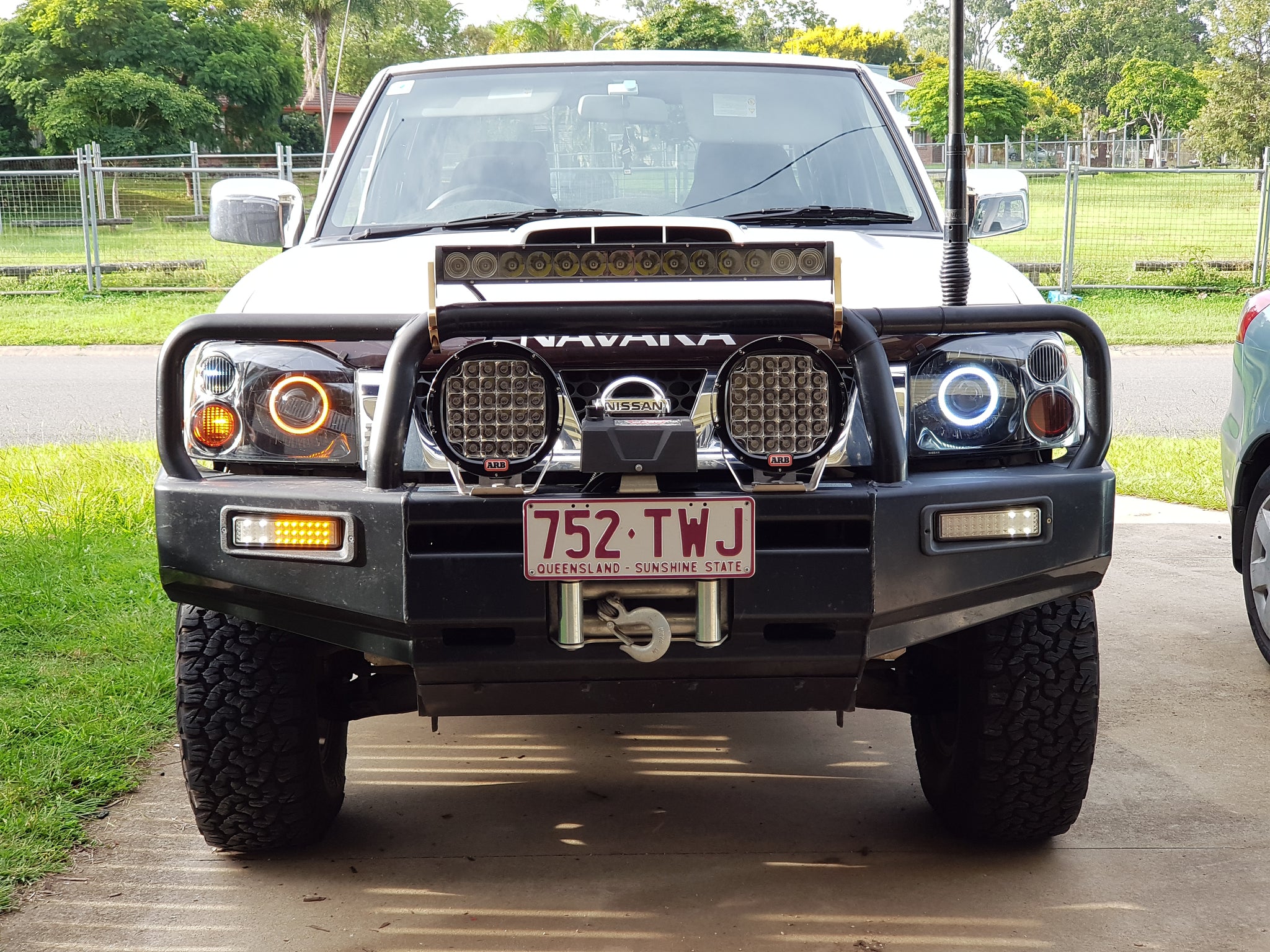 Nissan Navara D22 Headlights with White/Amber Halo Rings | Dan's Custom ...