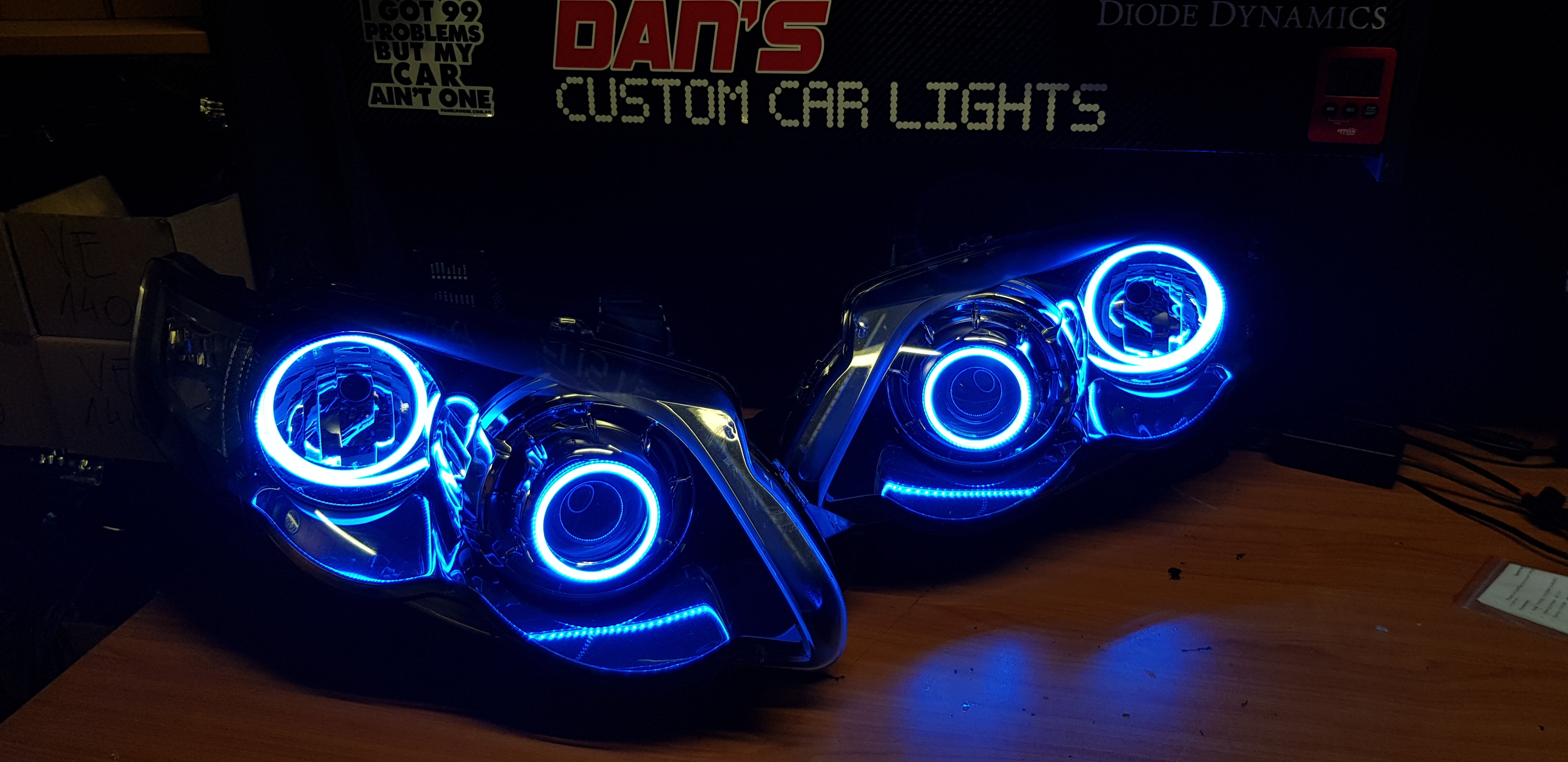 Ford Falcon FG XR6 XR8 MK2 Projector Headlights w/ RGB Quad Halo Rings ...