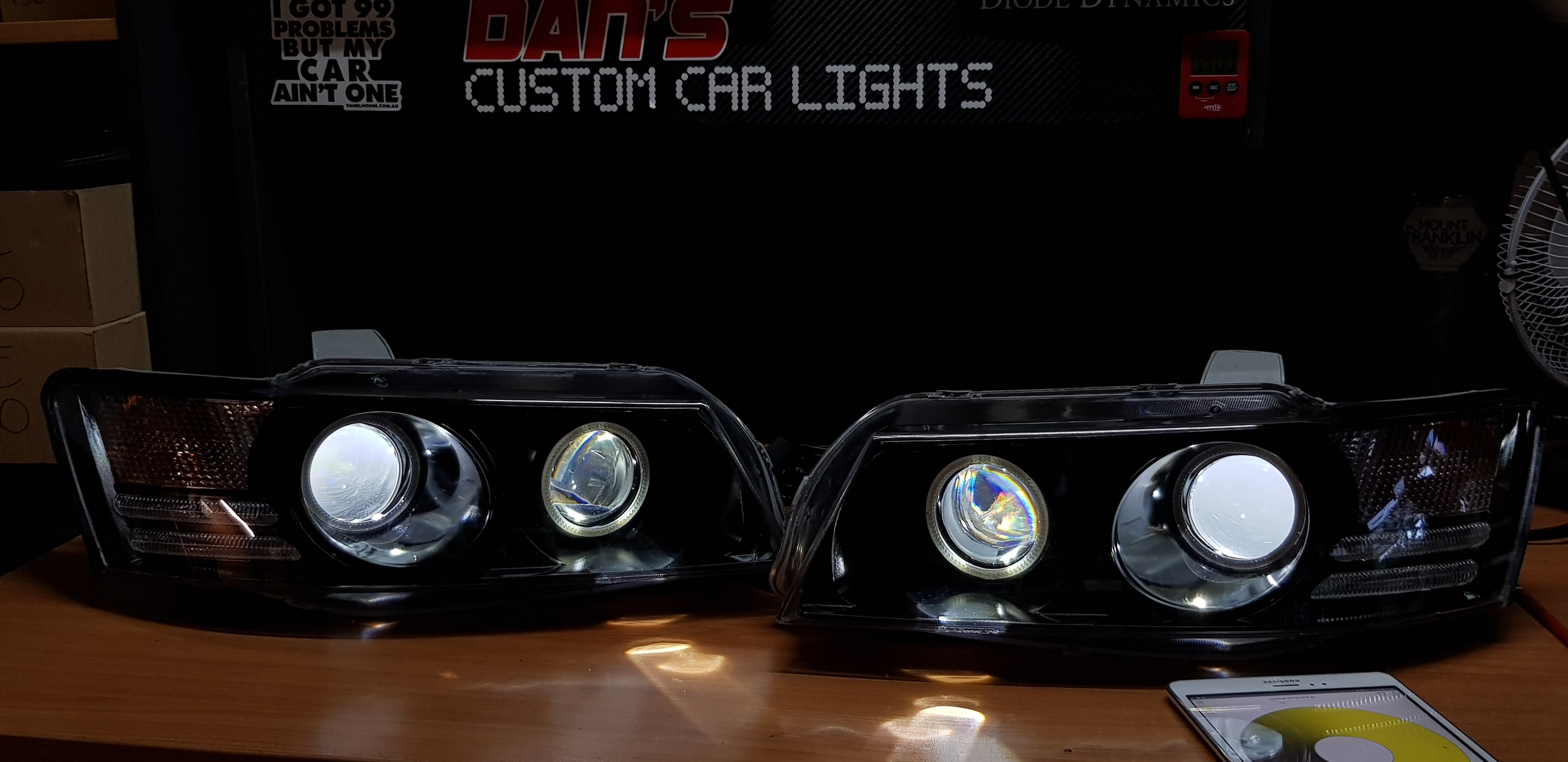 Holden VZ Commodore Projector Headlights with Multicolored Halo Rings ...