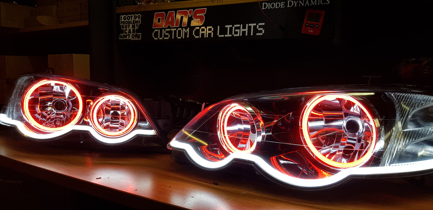 Ford Falcon BA/BF XR6 XR8 Headlights with Multicolored Halo Rings ...
