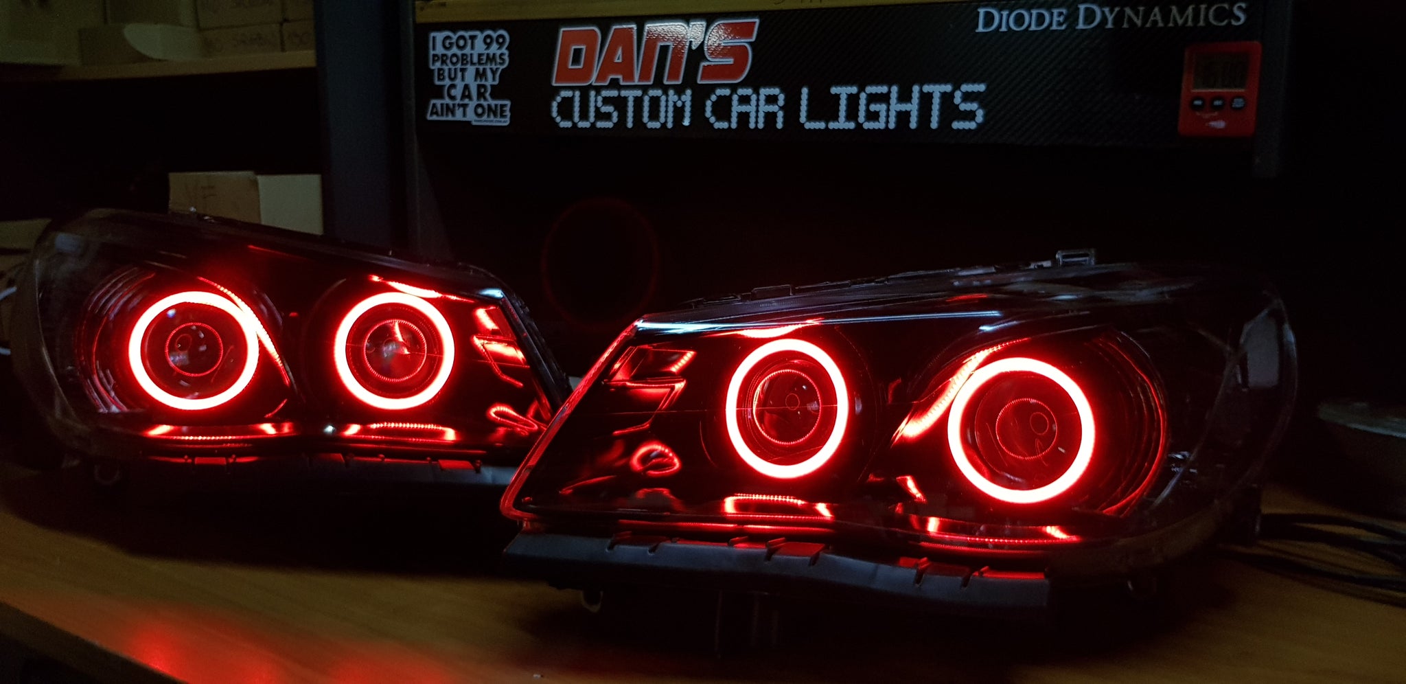 Holden VF Commodore Headlights w/ LED Projectors and Multicoloured Halo ...