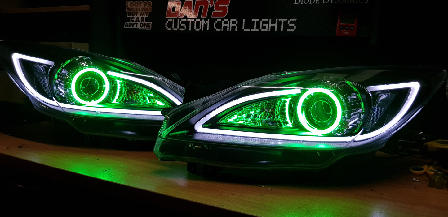 Mazda 3 BL 2009-2013 DRL Style Headlights with LED Multicoloured Halo ...