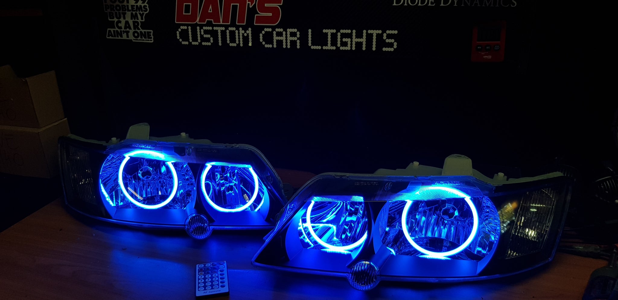 Holden VY Commodore Headlights with Multicolored Halo Rings | Dan's ...