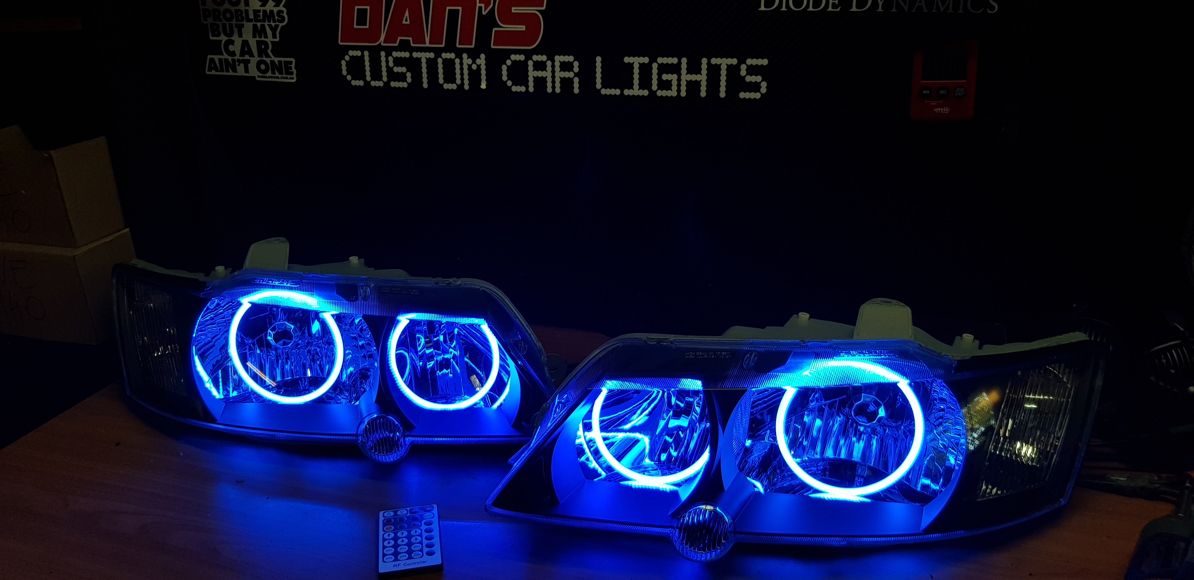 Holden VY Commodore Headlights with Multicolored Halo Rings | Dan's ...