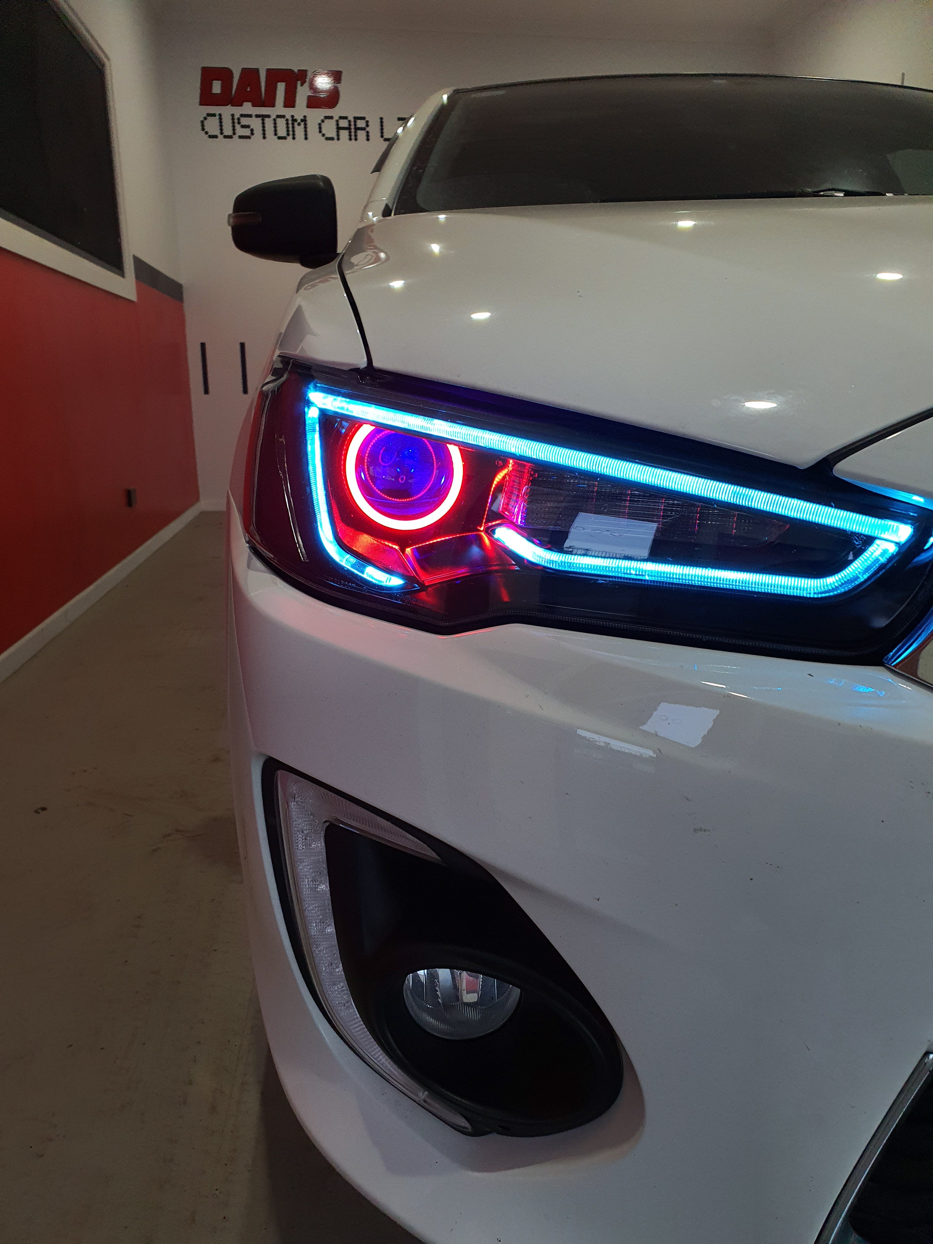 Mitsubishi Lancer LED DRL Headlights w/ Multicolored DRL, Halo Rings ...