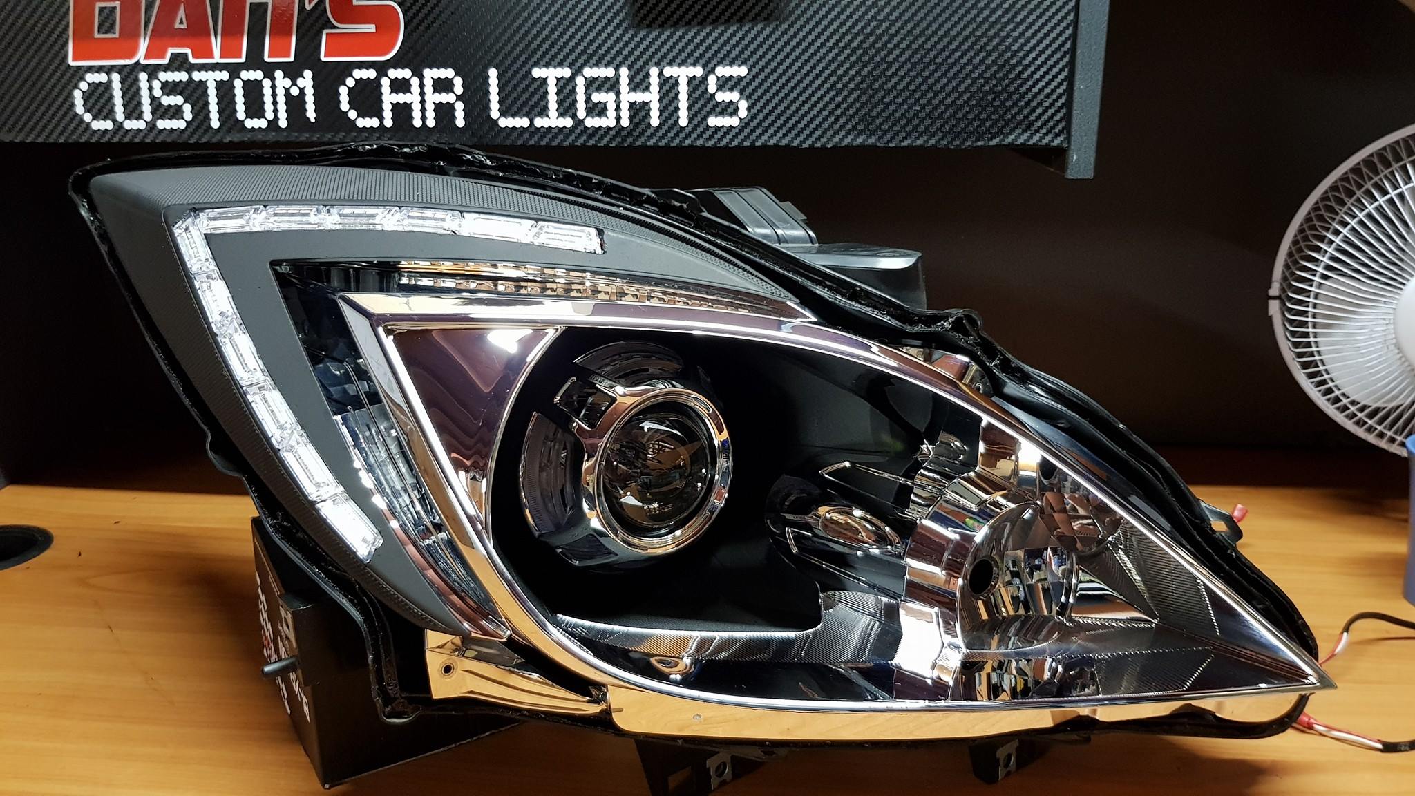 Mazda BT50 Headlights with 3" Projectors, Panamera Shrouds and DRL ...