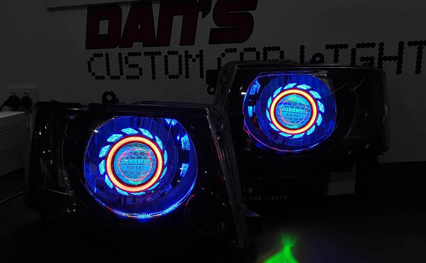 Nissan Patrol GU S4 Headlights BiLED Projectors, Turbine Shroud, Dual ...
