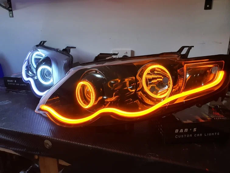 Ford Falcon FG XR6/XR8 MK2 Projector Headlights w/ Switchback Halos and ...