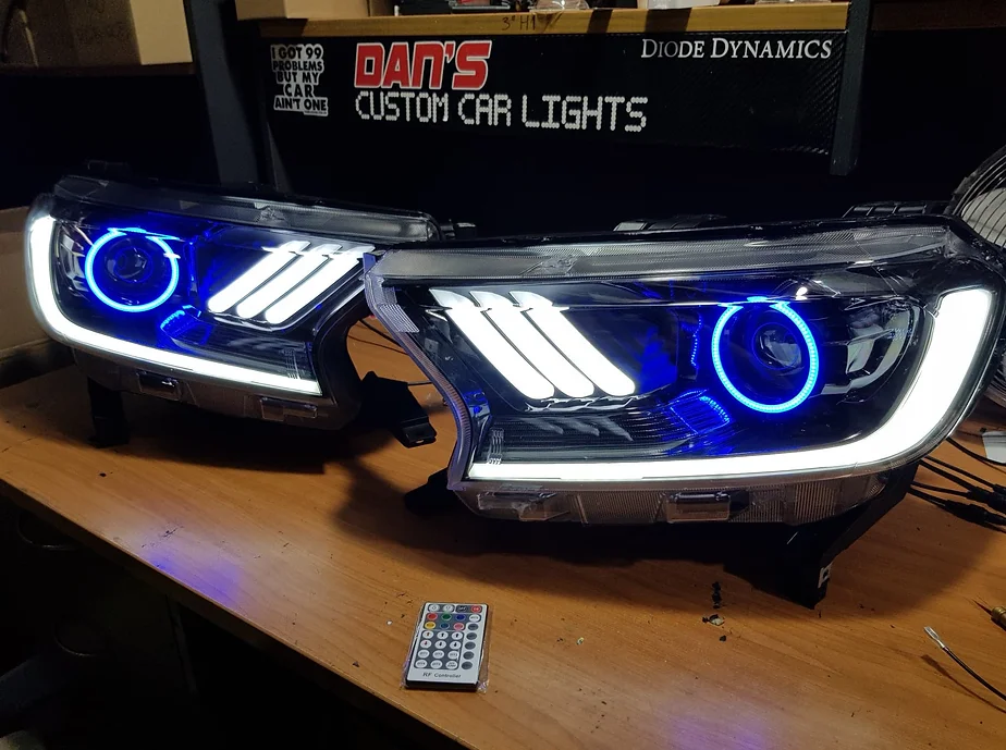 Ford Ranger PX2/PX3/Wildtrak Mustang Style Projector Headlights w/ RGB ...
