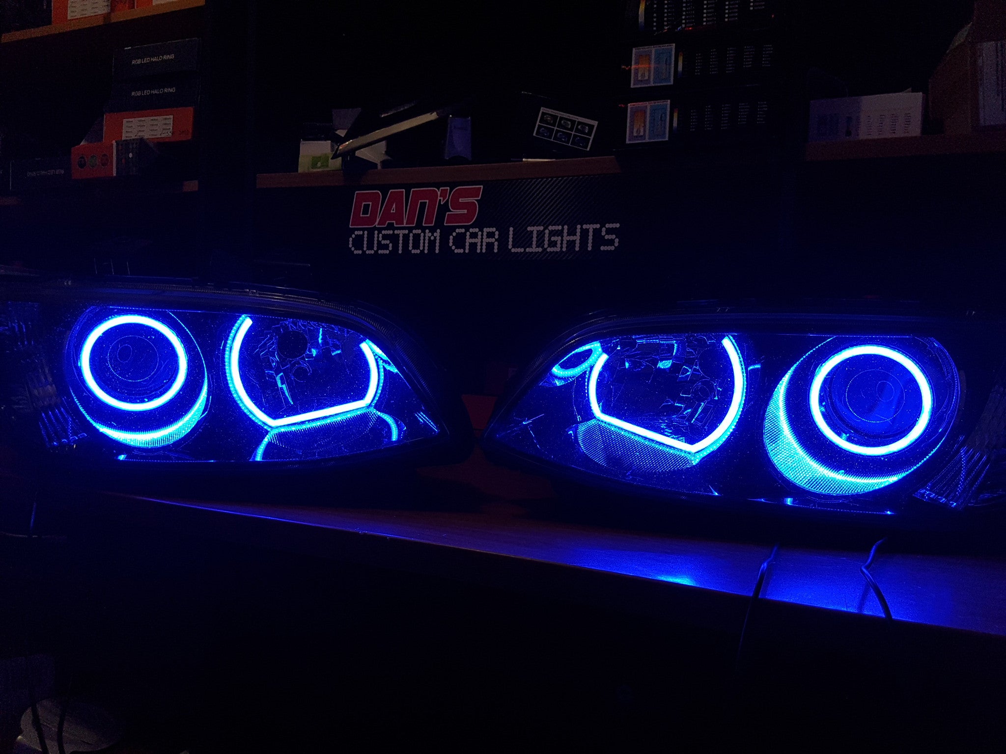 Holden VE Commodore S2 Projector Style Headlights with Quad RGB Halo ...