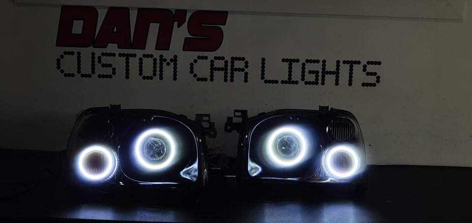 Nissan Navara D22 Headlights with Projector and Quad White/Amber Halo ...