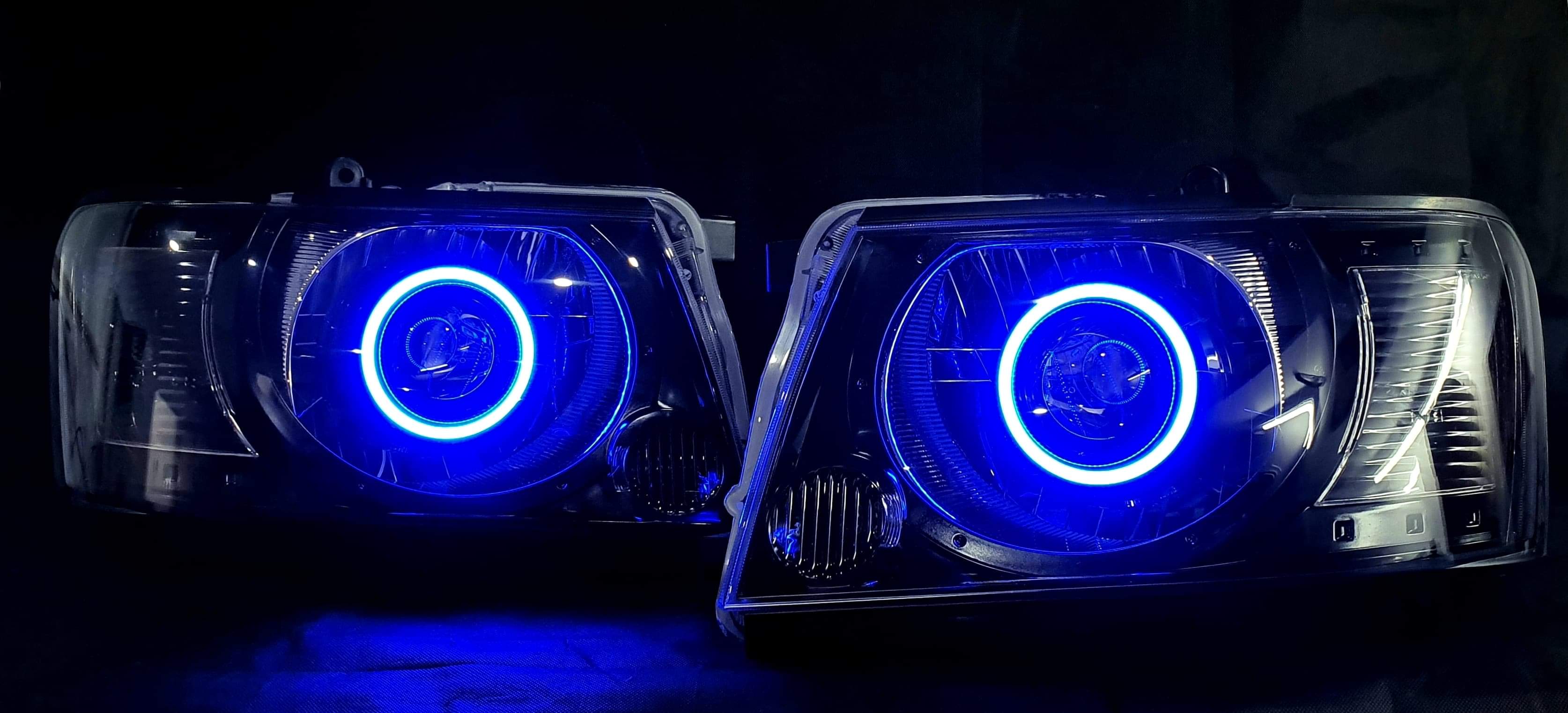 Nissan Patrol GU S4 Headlights with Multicoloured Halo Rings ...
